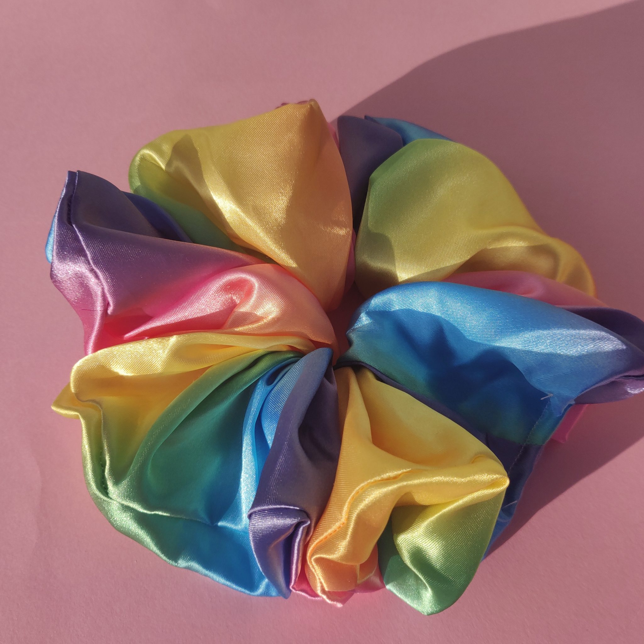 Rainbow Satin Scrunchie - Luxury Handmade Hair Accessories